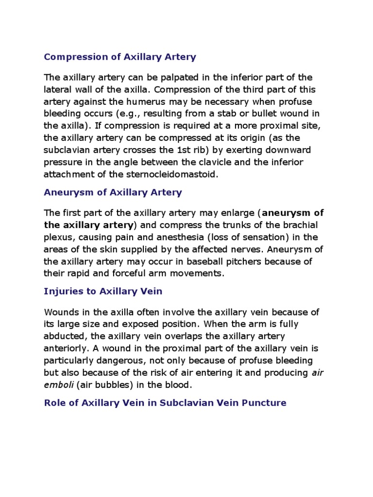 Compression of Axillary Artery | Download Free PDF | Musculoskeletal ...