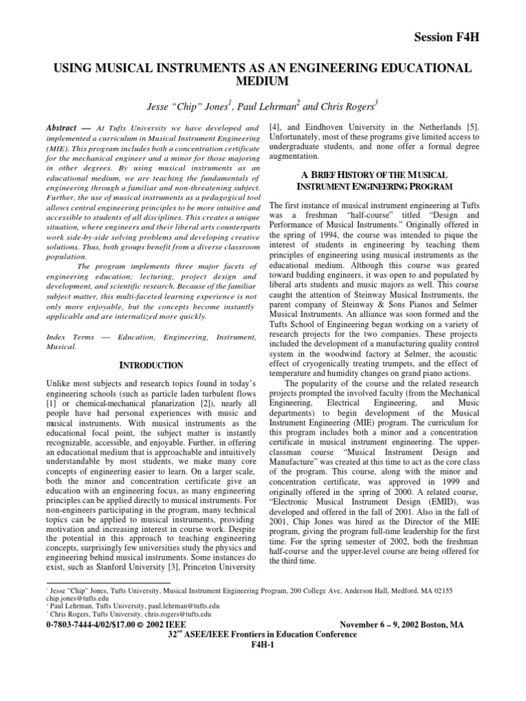Using Musical Instruments As An Engineering Educational Medium | PDF ...
