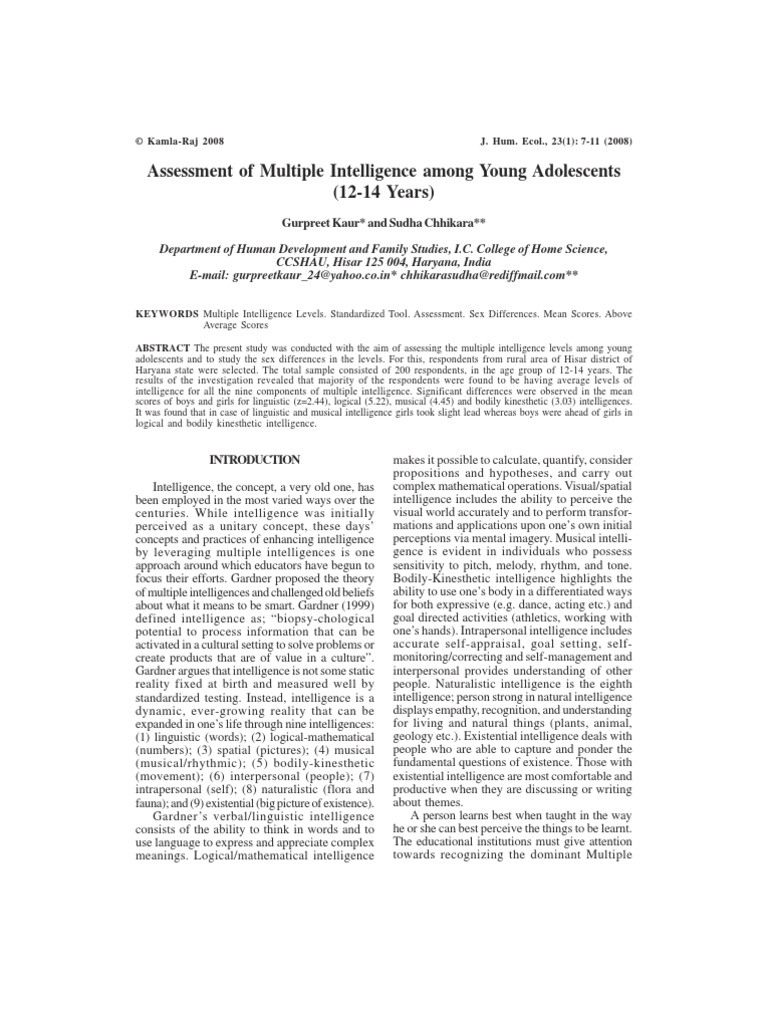 Existential Intelligence PDF | PDF | Adolescence | Neuropsychological Assessment
