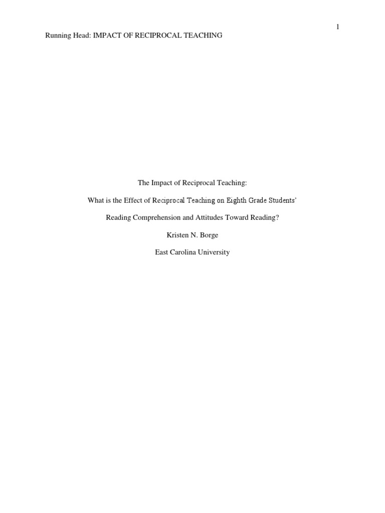 The Impact of Reciprocal Teaching | PDF | Reading Comprehension | Pedagogy