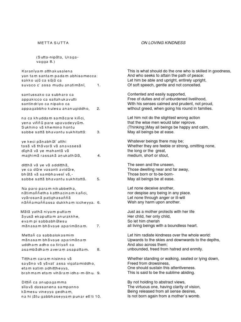 Poem on Lovingkindness (Metta or Maitri) | Religious Behaviour And ...