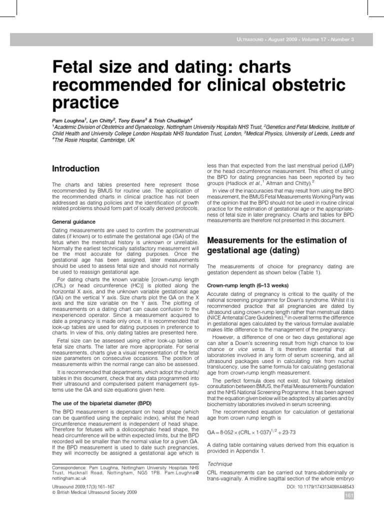 Hadlock Chart | Pregnancy | Health Sciences