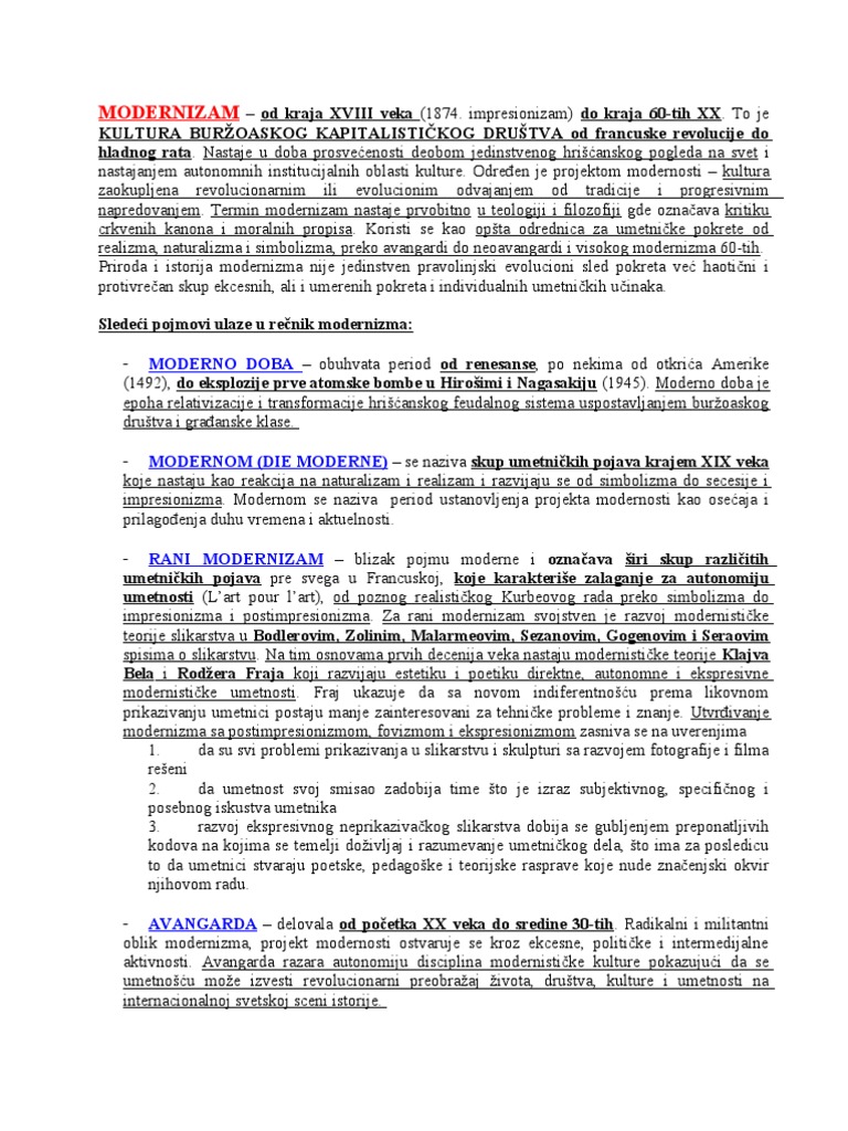 Modernizam I Recnik Modernizma | PDF