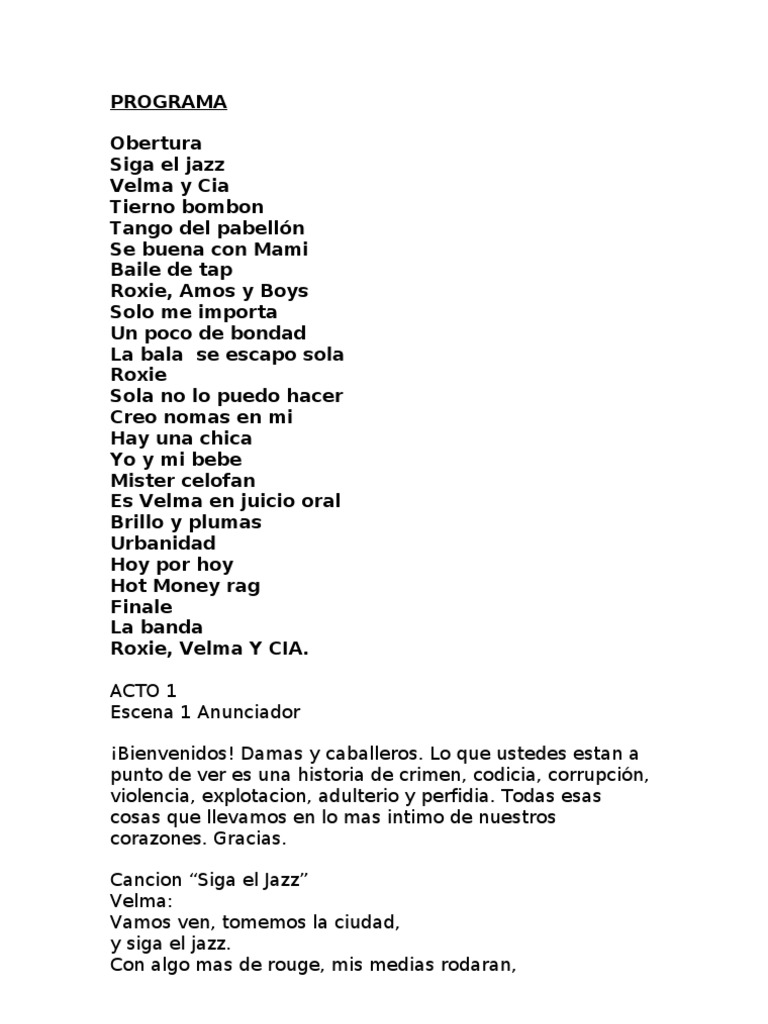 Libreto Chicago | PDF | Entretenimiento (general)