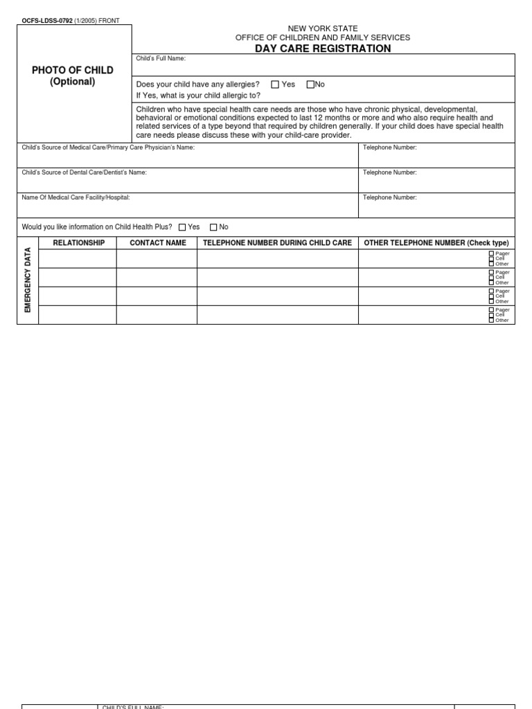 Day Care Registration (Blue Card) | Health Care | Public Health