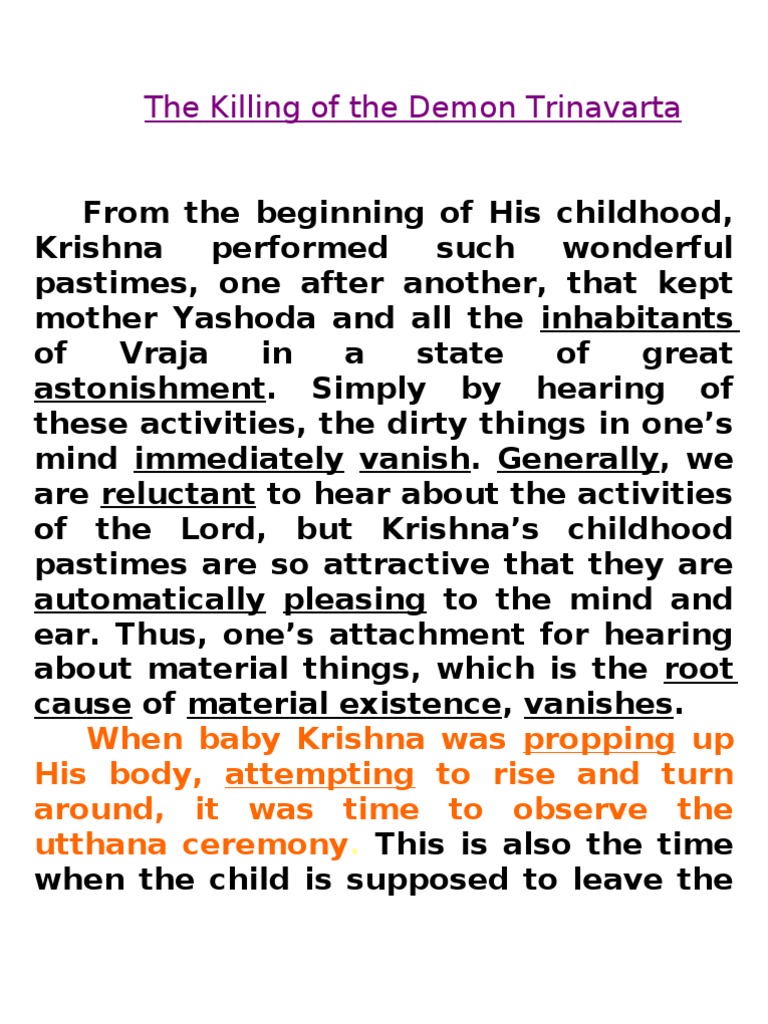 The Killing of the Demon Trinavarta | Krishna | Hindu Literature