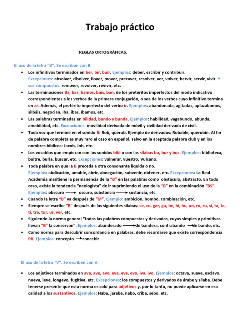 Trabajo Práctico Ortografia | PDF | Tipología Lingüística | Gramática