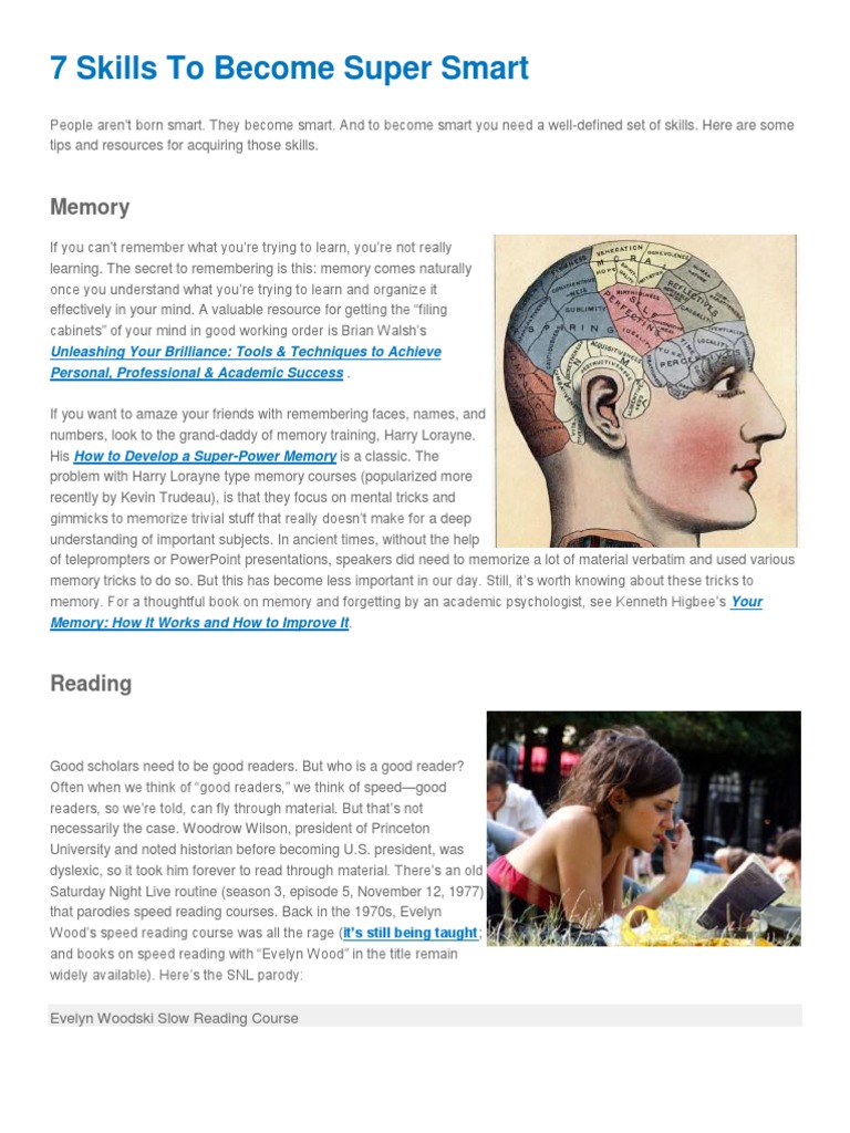 7 Skills for Becoming Super Smart | PDF | Public Speaking | Speed Reading
