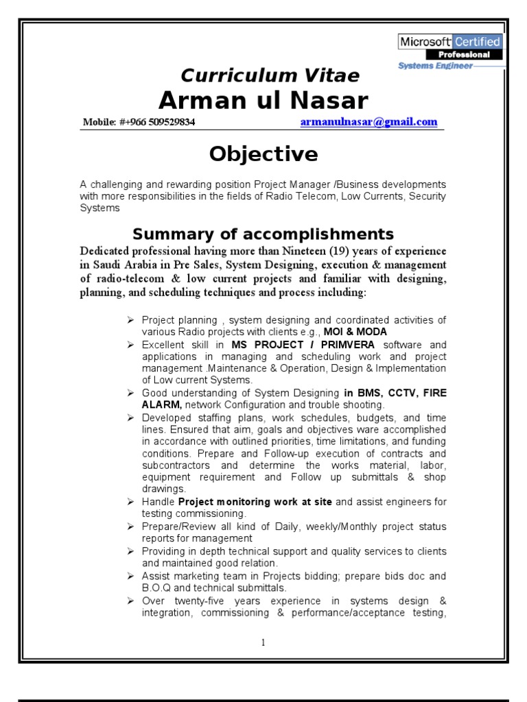 Arman CV | PDF | Radio | Project Management