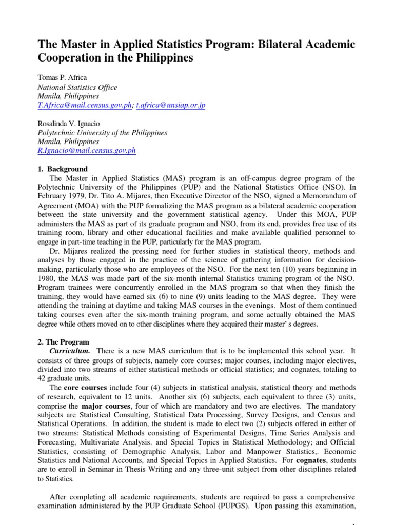 Master in Applied Statistics | Graduate School | Master Of Arts