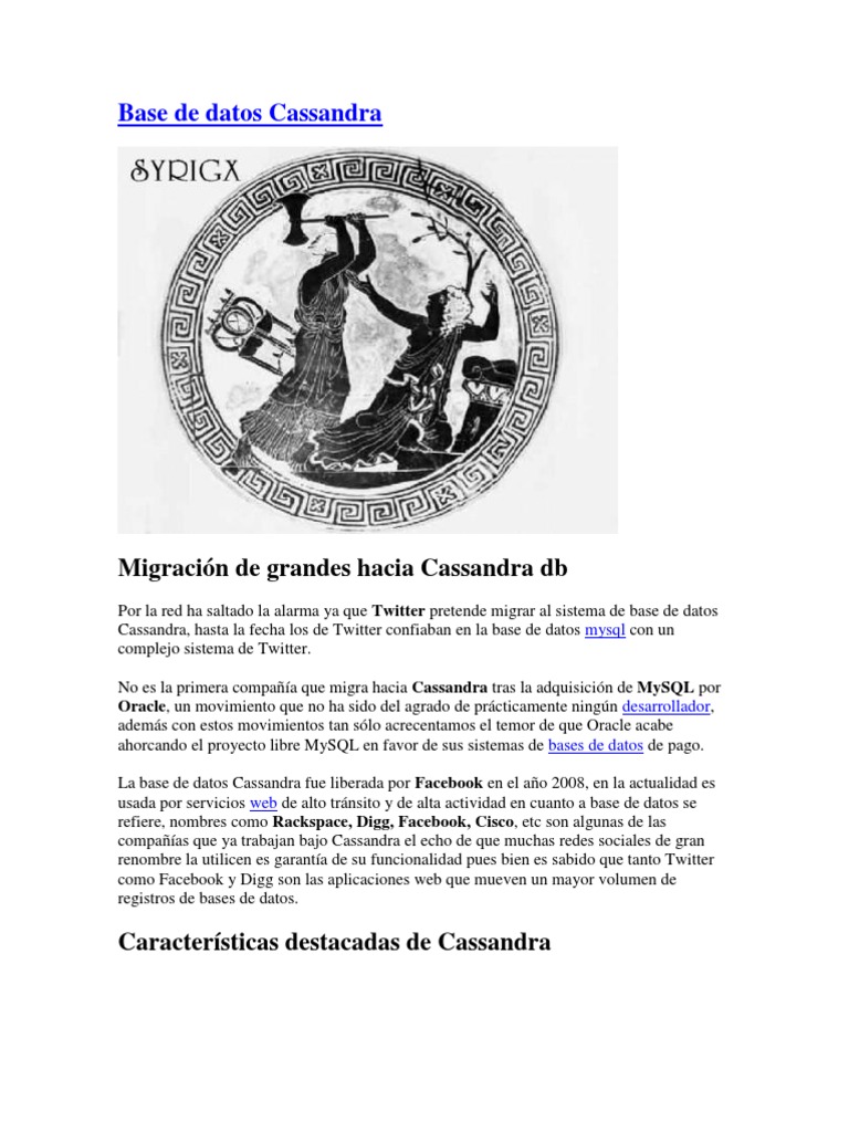 Base de Datos Cassandra | PDF | Grupo de computadoras | Mi sql