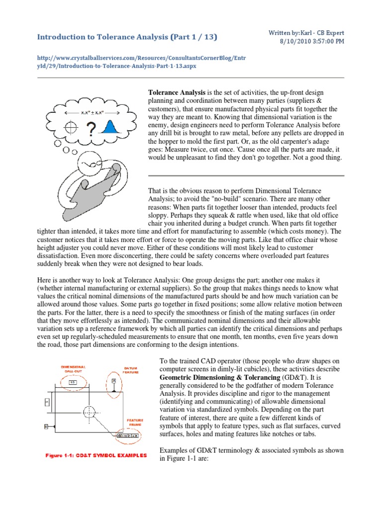 Tolerance Analysis Using Worst Case Approach Pdf Standard Deviation