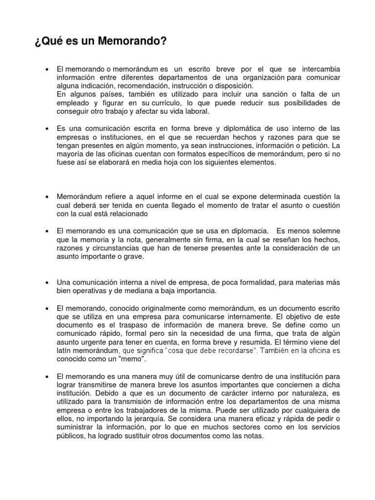Qué Es Un Memorando | PDF | Bibliografía | Diplomacia