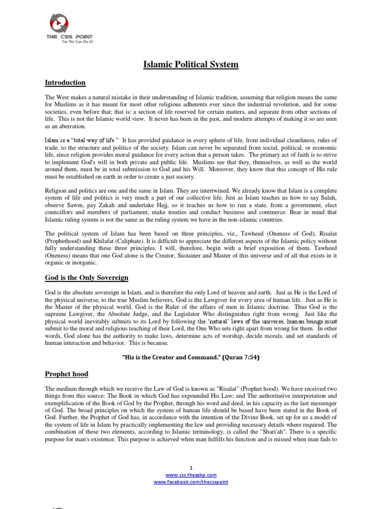 Islamic Political System | PDF | Tawhid | Caliphate