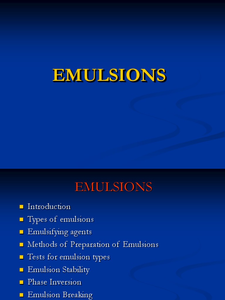 Emulsions | PDF | Emulsion | Surfactant