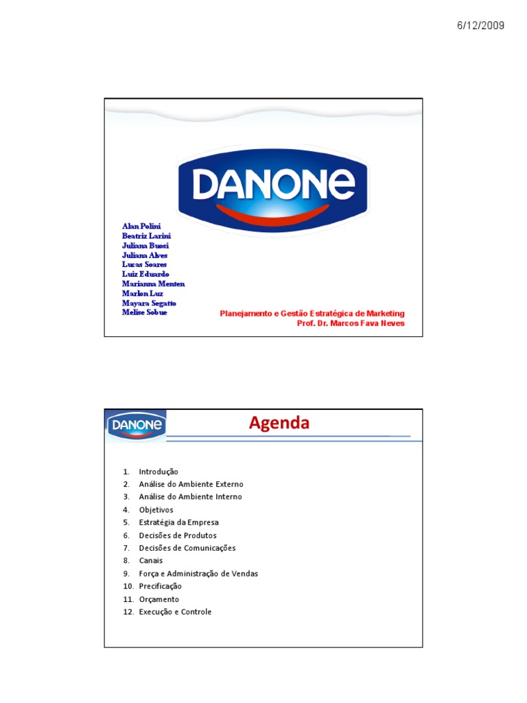 Planejamento Estratégico de Marketing da Danone no Brasil | PDF ...