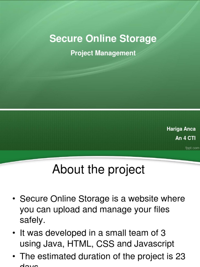Project Management Secure Online Storage | PDF | Technology & Engineering