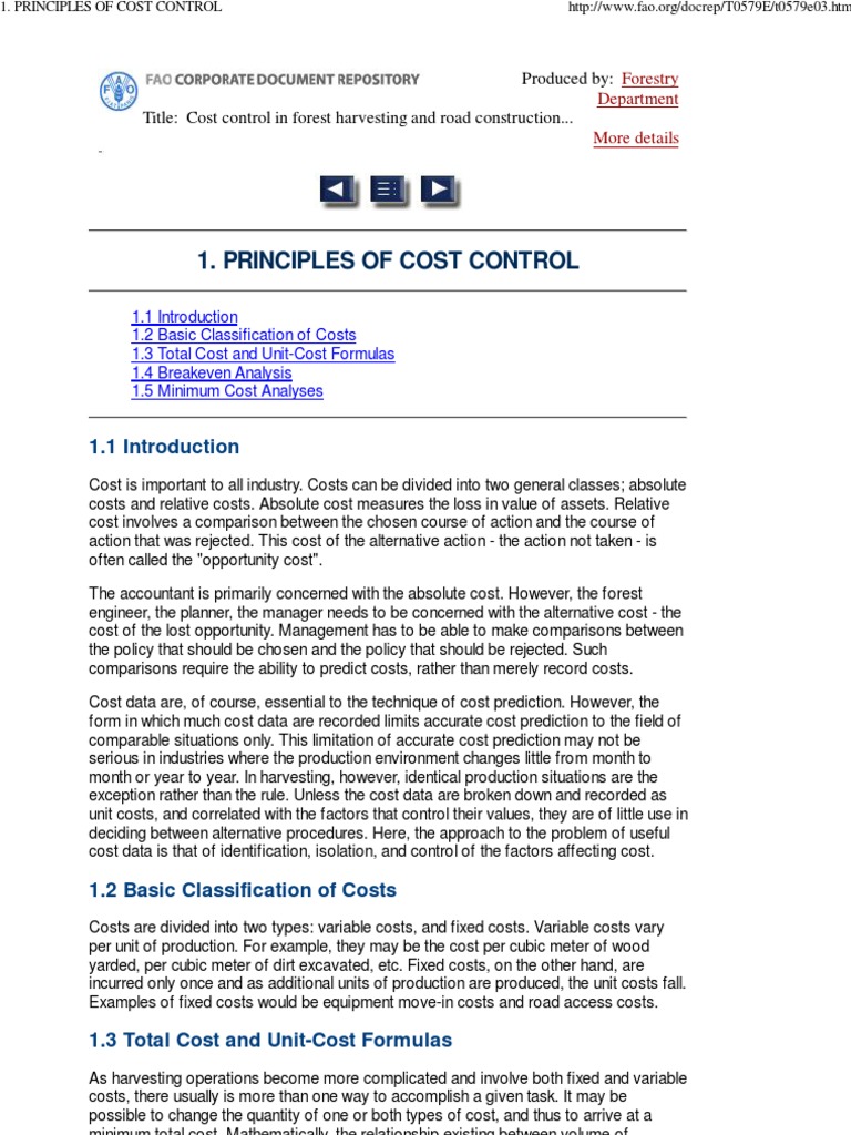 Cost Control in Forestry Operations | PDF | Cost Accounting | Summation