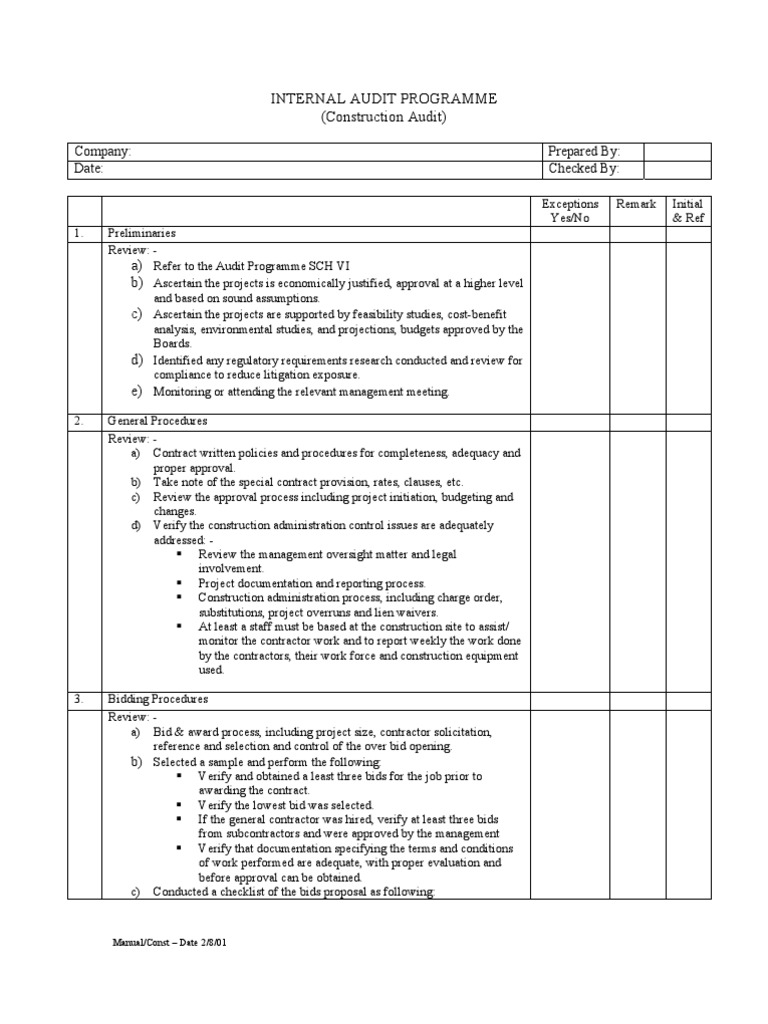 Construction Audit Samples | Insurance | Business