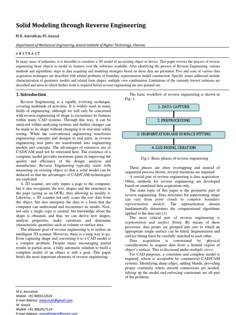 Solid Modeling Through Reverse Engineering | PDF | Image Segmentation ...