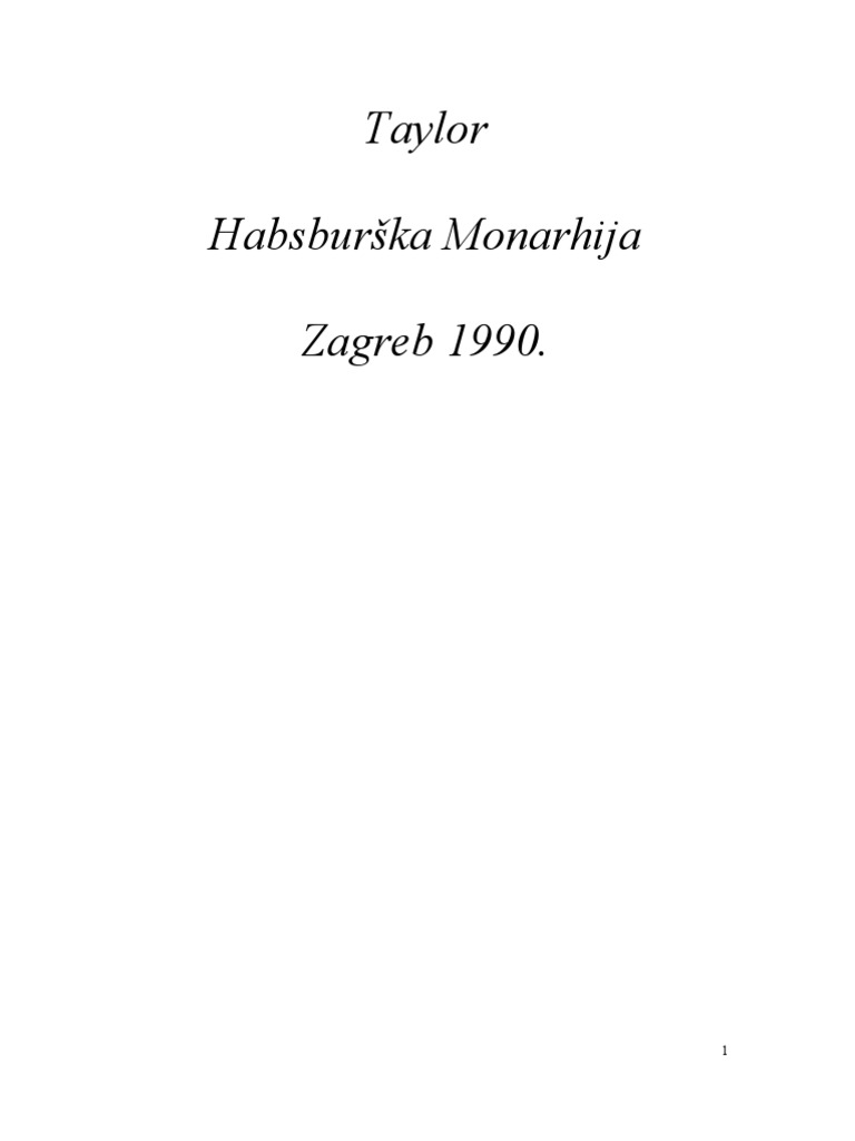 Taylor - Habsburska Monarhija | PDF