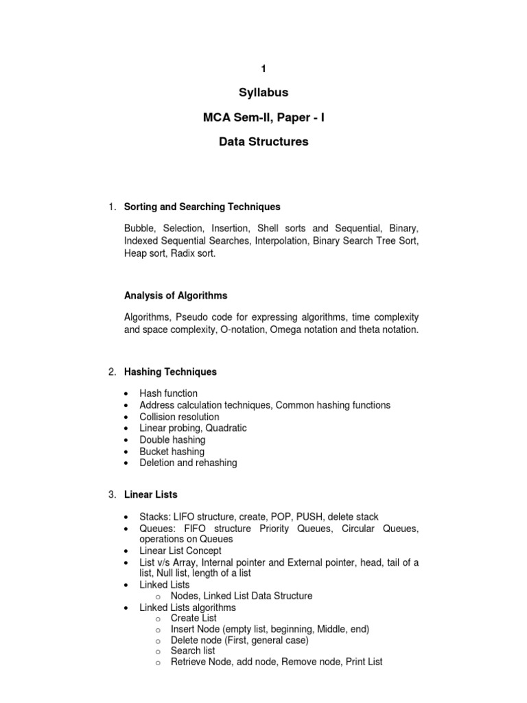 M.C.a. (Sem - II) Paper - I - Data Structures | PDF | Database Index ...