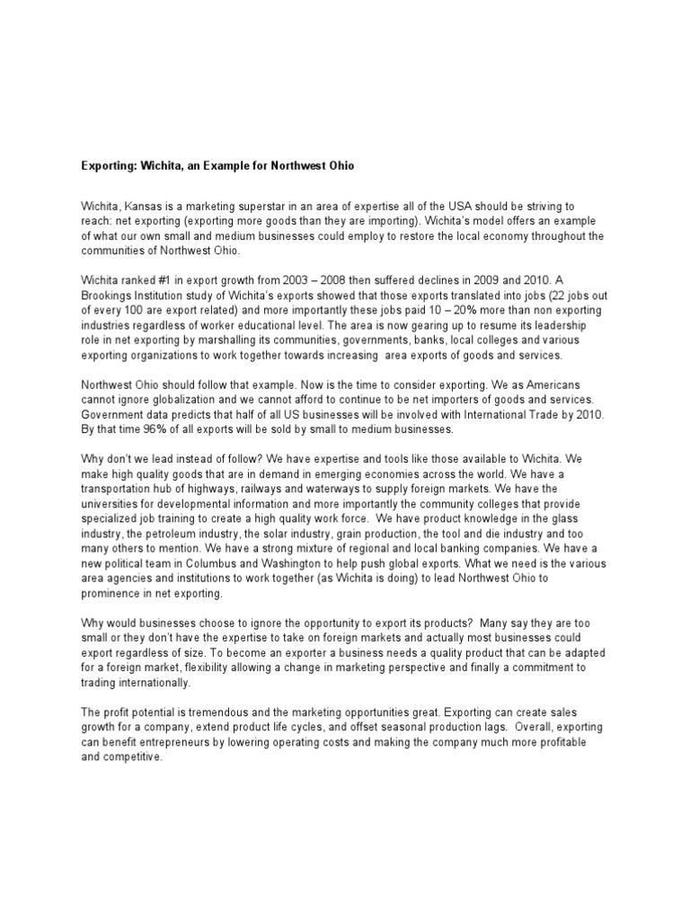 Net Exporting - Northwest Ohio | PDF | Exports | Wichita