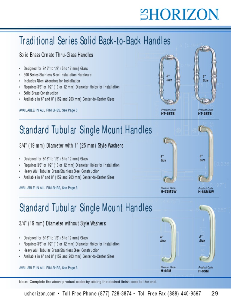 Traditional Series Solid Back-to-Back Handles | PDF