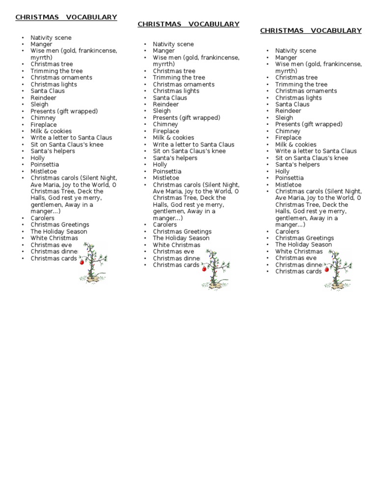 Christmas Vocabulary Christmas Vocabulary Christmas Vocabulary | PDF