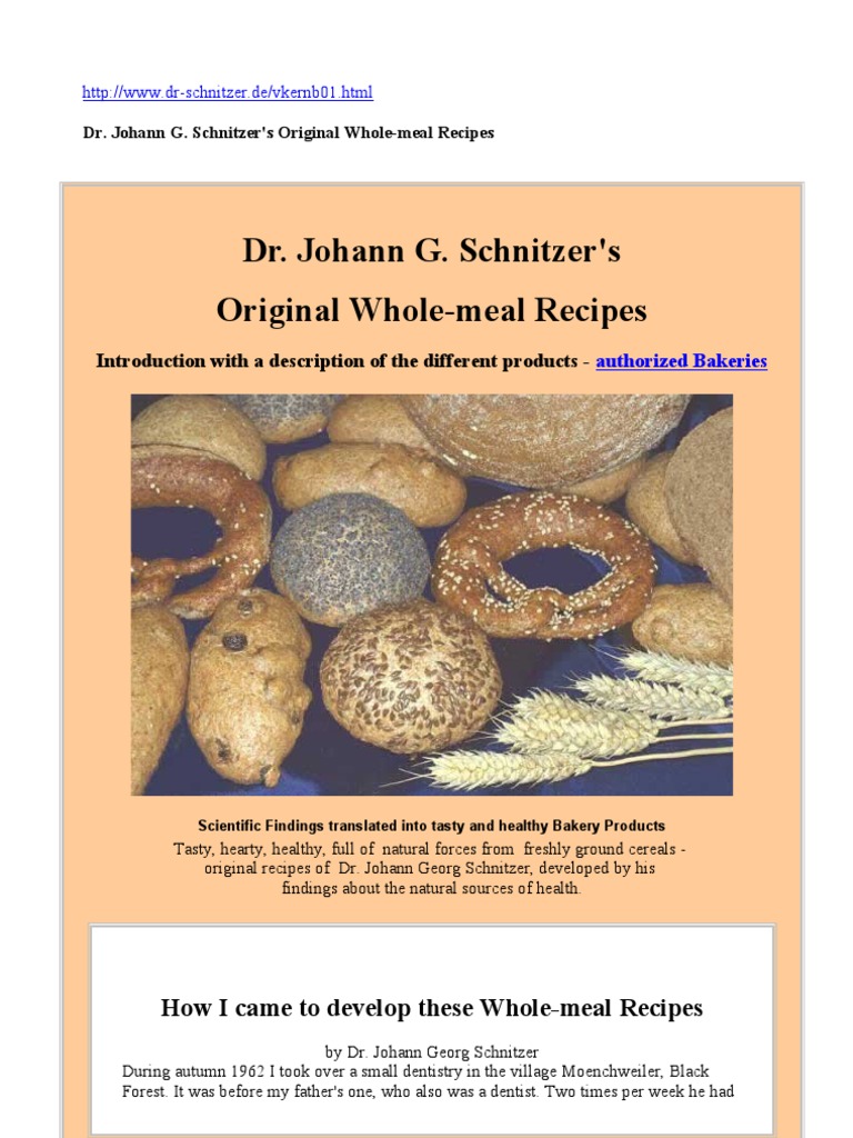 Dr. Johann G. Schnitzer'S - Original Whole-Meal Recipes | PDF | Flour ...