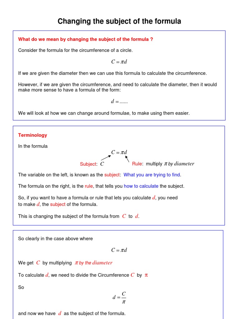 Changing Subject | PDF | Equations | Formula