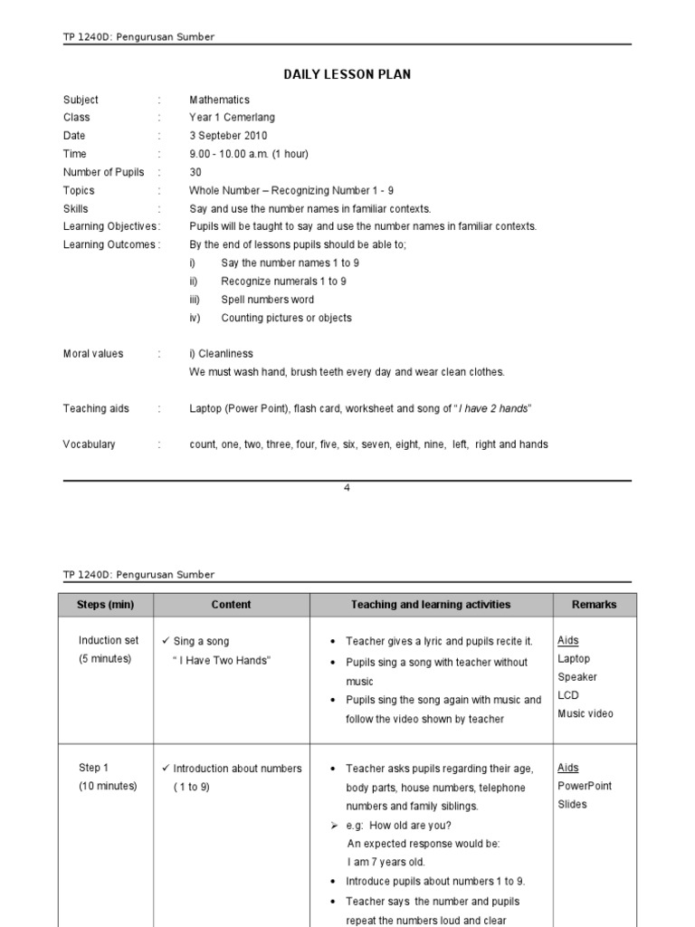 Daily Lesson Plan Maths | PDF | Lesson Plan | Microsoft Power Point