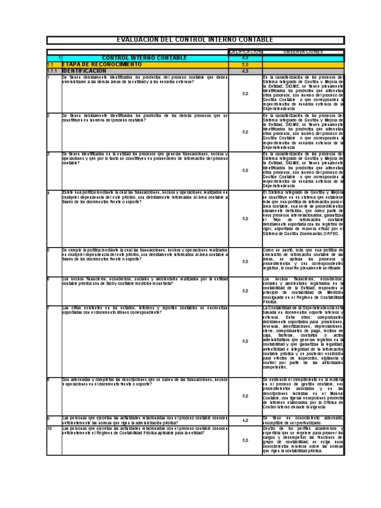 Formulario Evaluacion Control Interno Contable | PDF | Estado ...