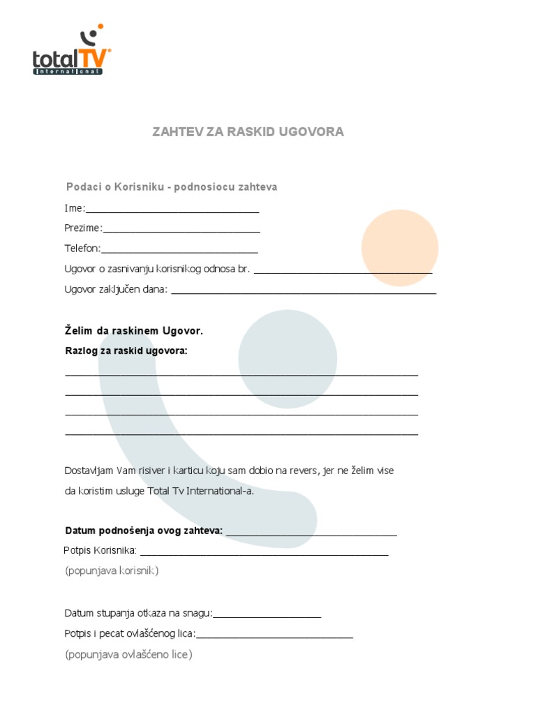 Zahtev Za Raskid Ugovora | PDF