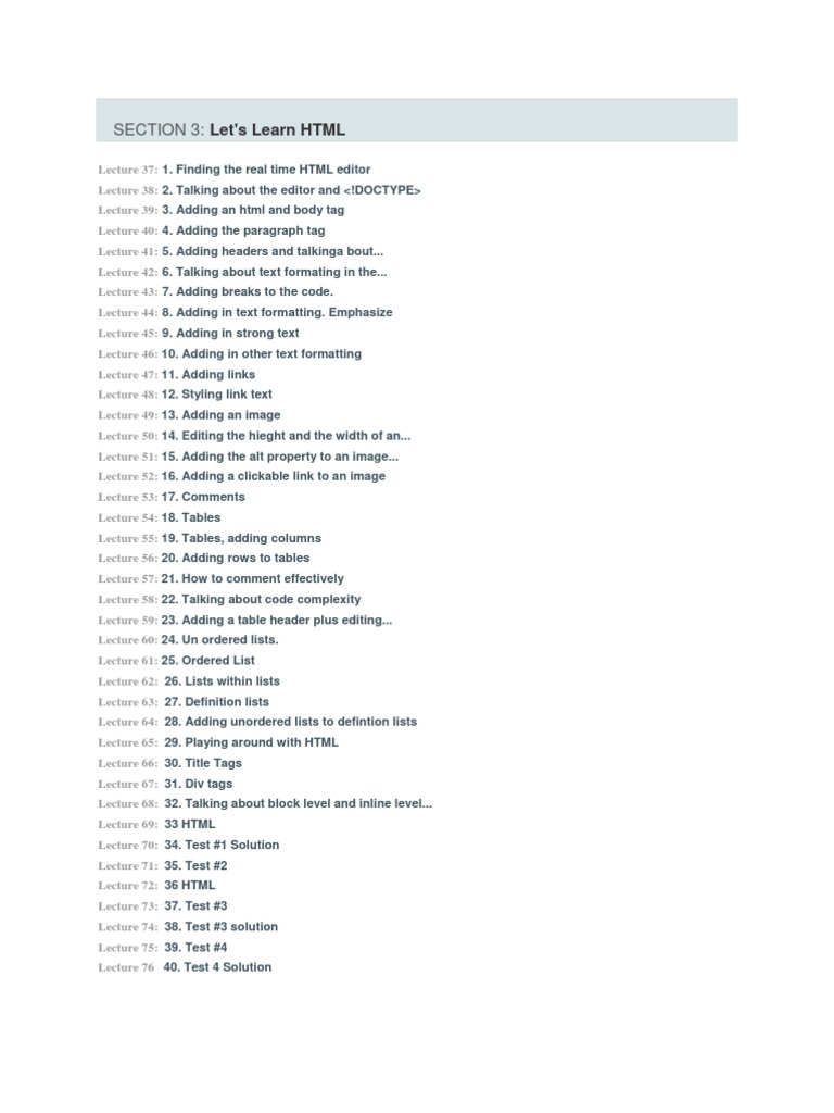 Section 3:: Let's Learn HTML | PDF | Html | Computer File Formats