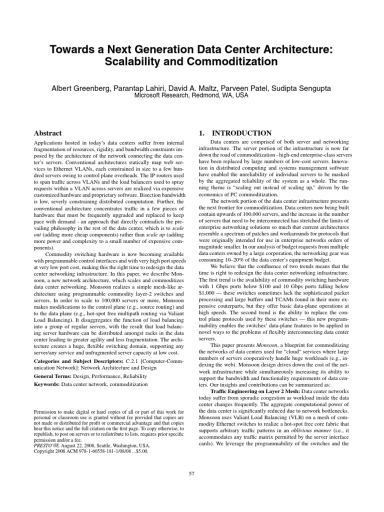 Towards A Next Generation Data Center Architecture: Scalability and ...