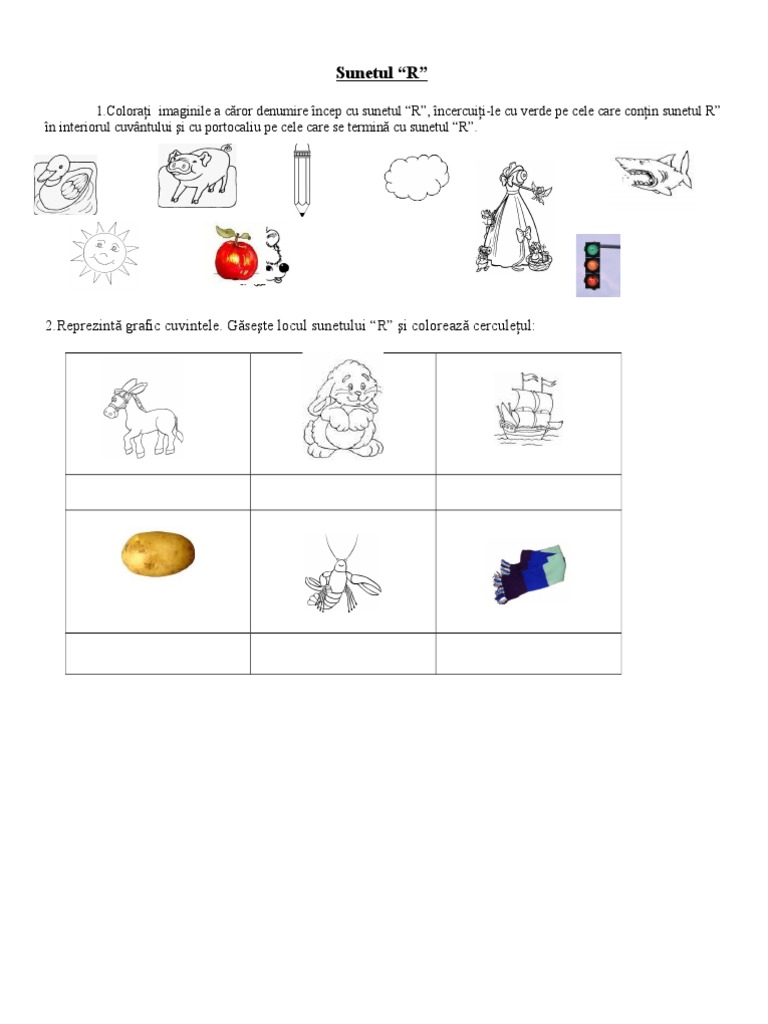 Sunetul R Fisa de Lucru | PDF
