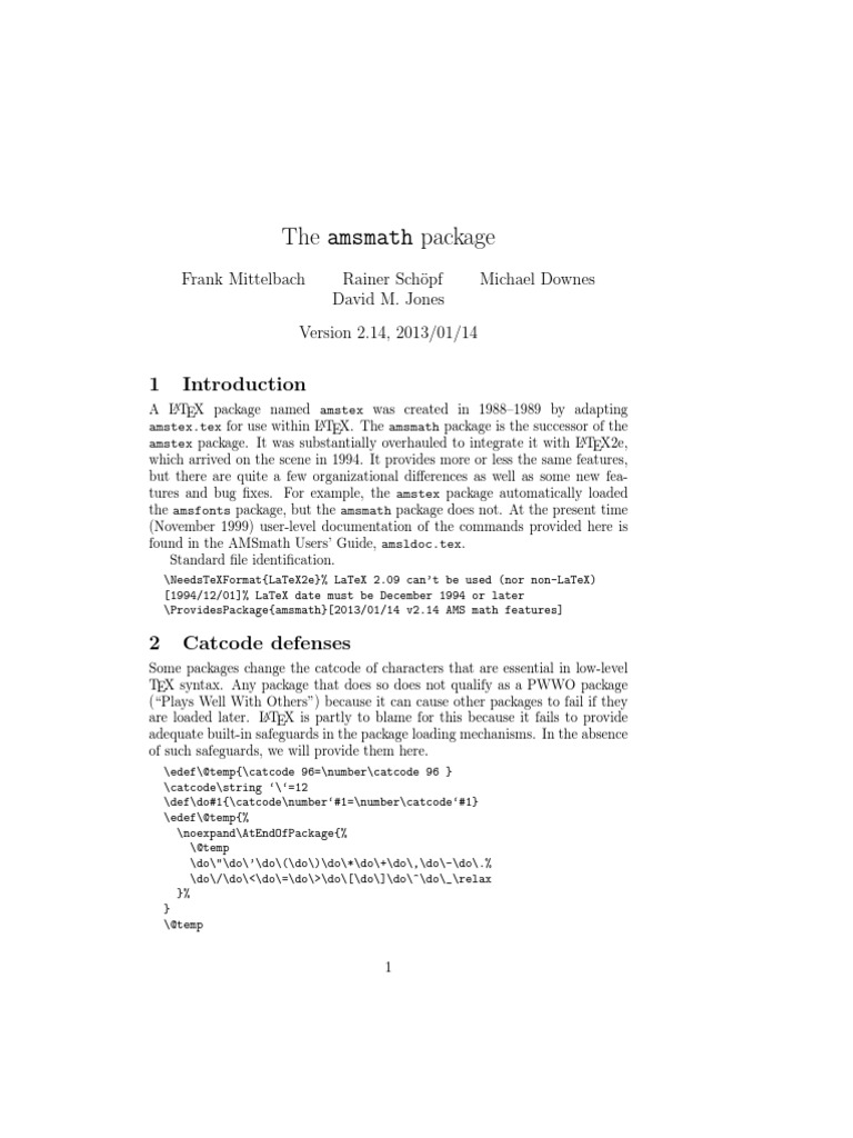 An Overview of the amsmath Package | PDF | Te X | Fraction (Mathematics)