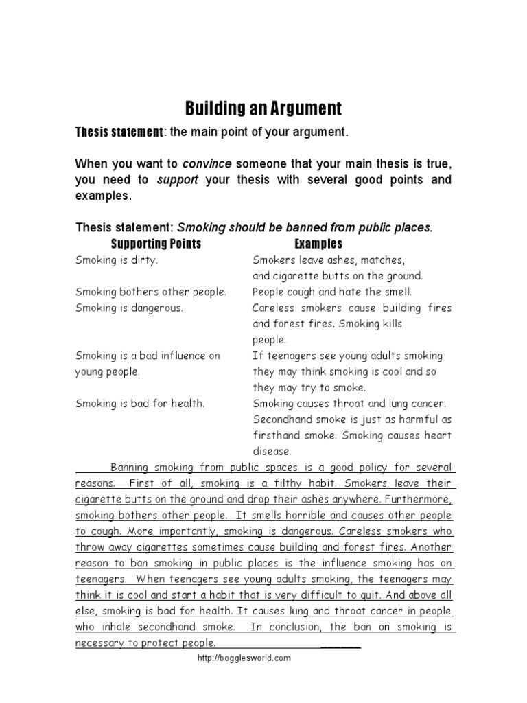 Building An Argument | PDF | Smoking | Tobacco Smoking