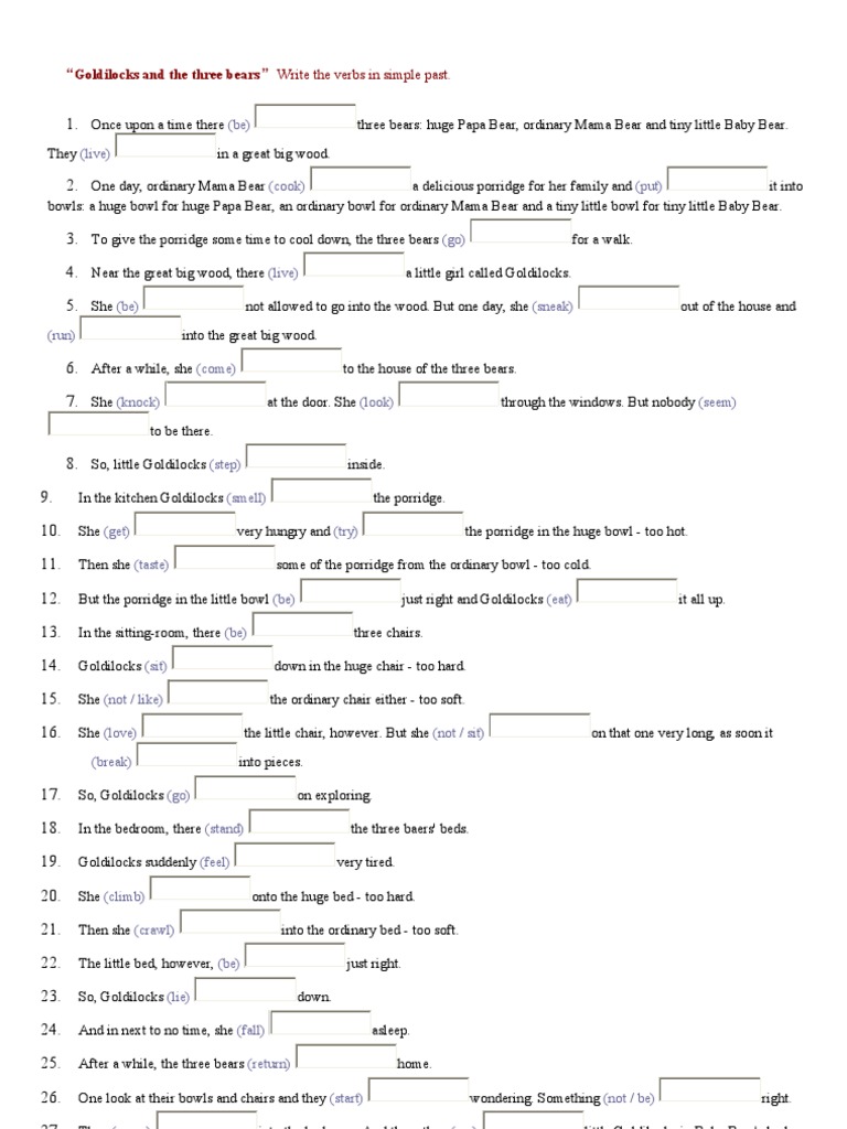 Goldilocks and the Three Bears Summary | PDF | Goldilocks And The Three ...
