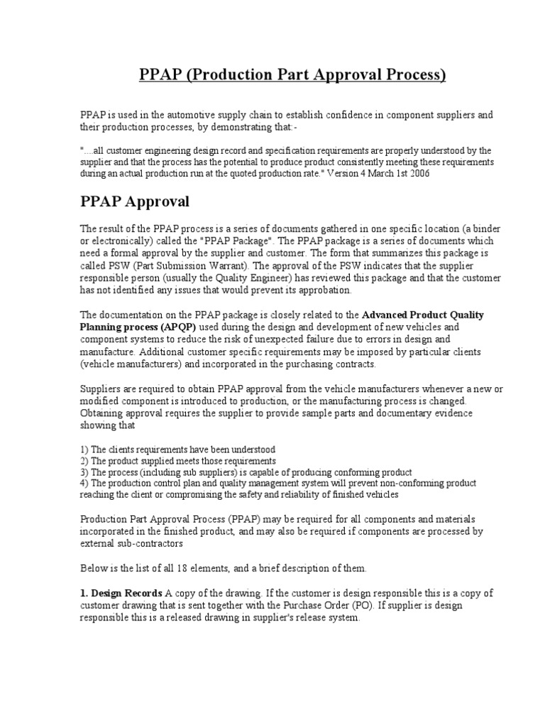 Ppap (Production Part Approval Process) | PDF | Science And Technology ...