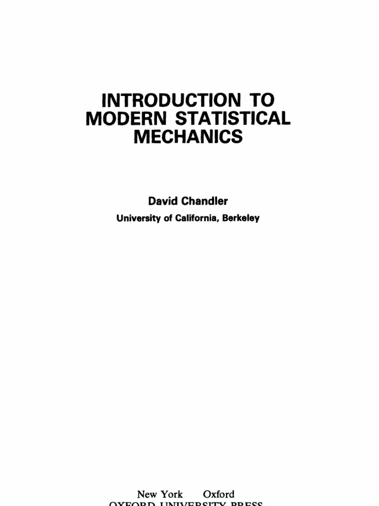 Introduction To Modern Statistical Mechanics - Chandler | PDF