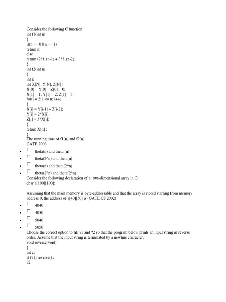 C Questions For Gate Aspirants Pdf C Programming Language Integer Computer Science 2417