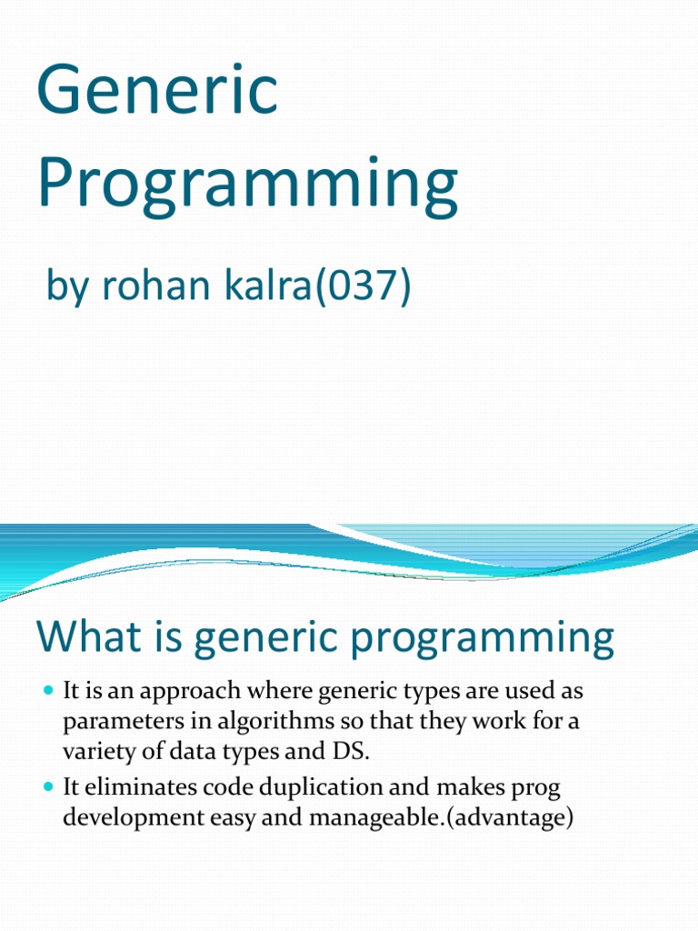 Generic Programming By Rohan Kalra Pdf Parameter Computer Programming Subroutine