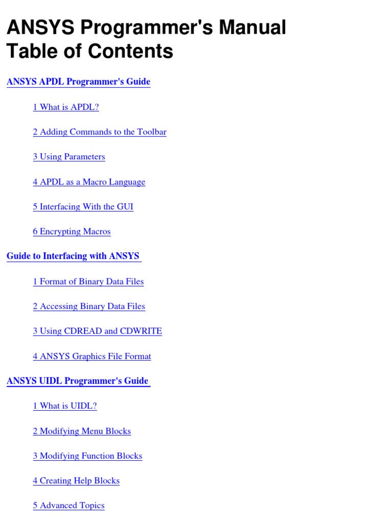 Ansys Programmers Manual | PDF | Parameter (Computer Programming ...