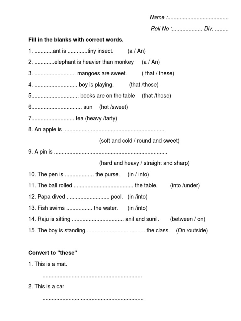 Fill in The Blanks With Correct Words | PDF | Cooking | Foods