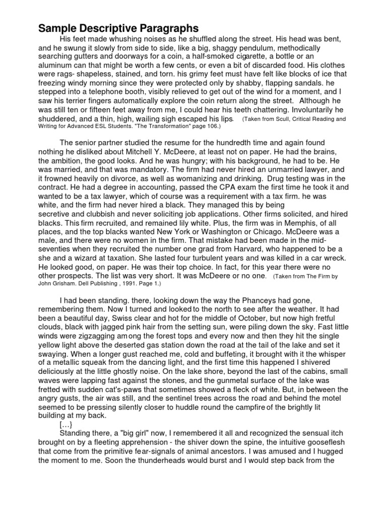 Sample Descriptive Paragraphs | PDF | Nature