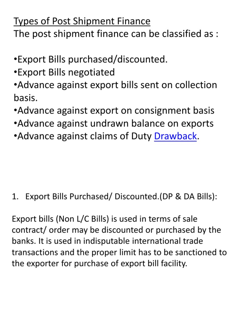 Post Shipment Finance PDF Banks Economies