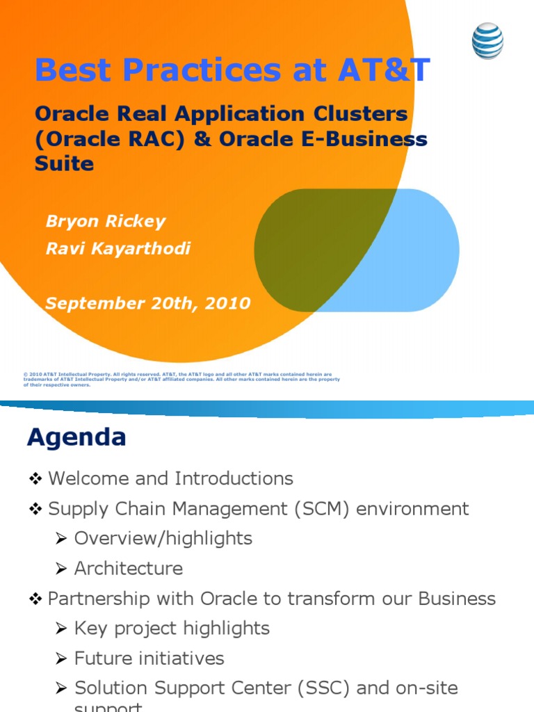 Best Practices at AT&T: Oracle Real Application Clusters (Oracle RAC) & Oracle E-Business Suite ...
