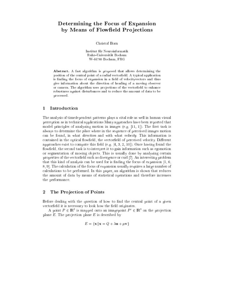 Determining The Focus of Expansion by Means of Floweld Projections ...
